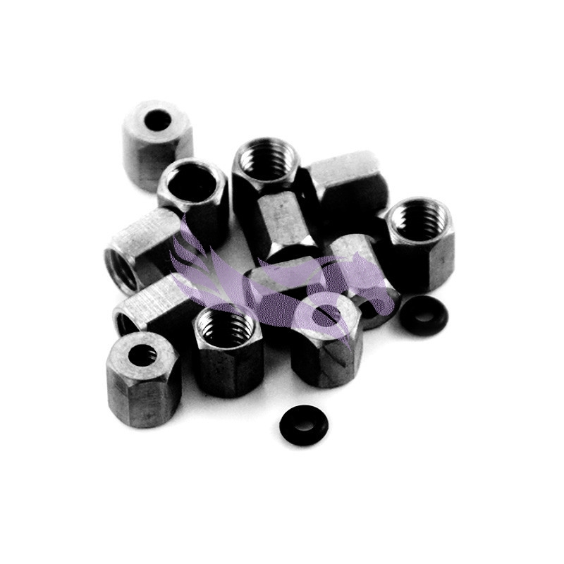 Nut for dampers and hoses supplied with 4mm x 3mm o-ring seal